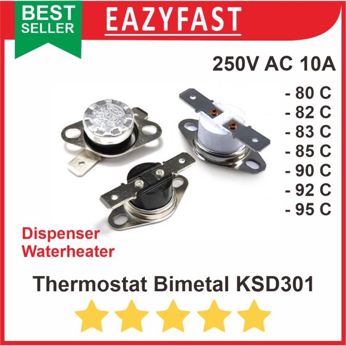 Jual Thermostat Bimetal KSD301 AC 10A 80 85 90 95 Thermo Fuse KSD 301 302 | Shopee Indonesia