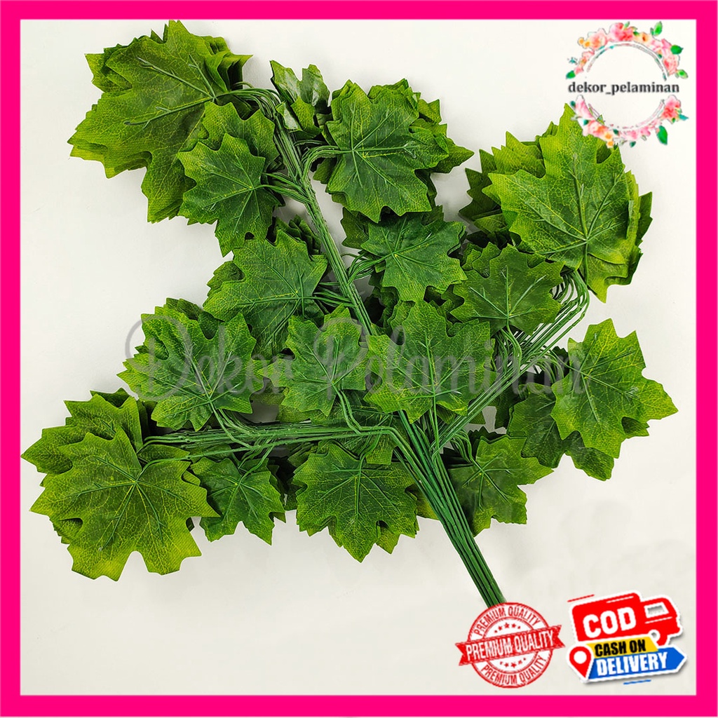 Jual COD 1LUSIN DAUN MAPLE CABANG 3 ARTIFICIAL - DAUN ANGGUR DEKORASI ...
