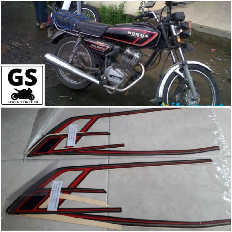 Jual STRIPING STIKER LIS BODY MOTOR HONDA GL 100 TAHUN 1992 HITAM MERAH ...