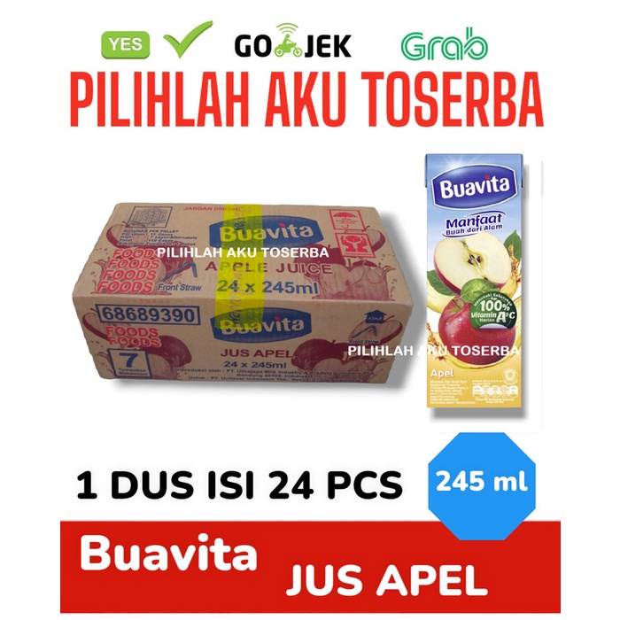 Jual BUAVITA APPLE Jus Apel 245 ml - ( HARGA 1 DUS ISI 24 pcs ) | Shopee Indonesia