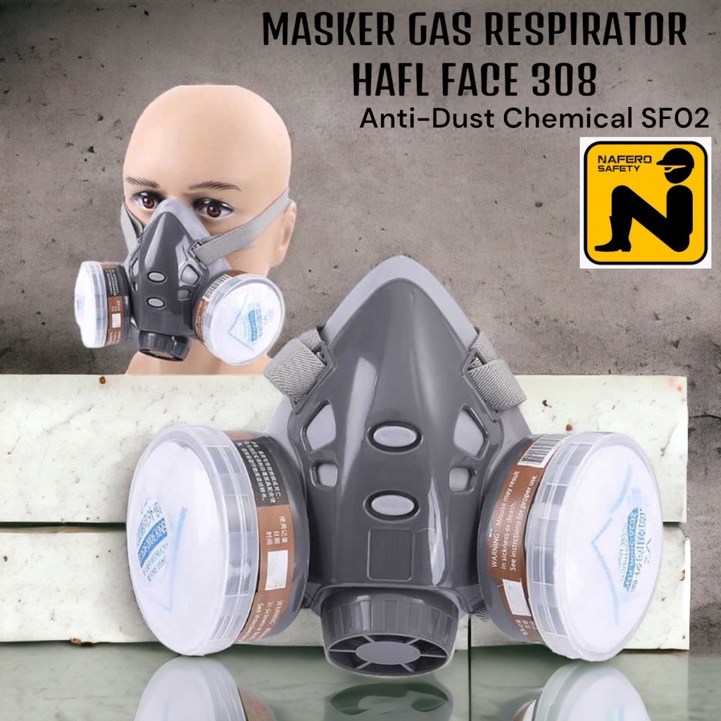 Jual Masker Gas Respirator Half Face 308 PLUS ASL - SF02 | Shopee Indonesia