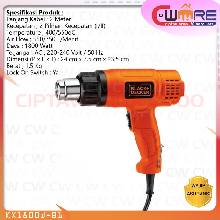 Jual Mesin pemanas heat gun hot gun Black+Decker KX1800 - Cw | Shopee Indonesia