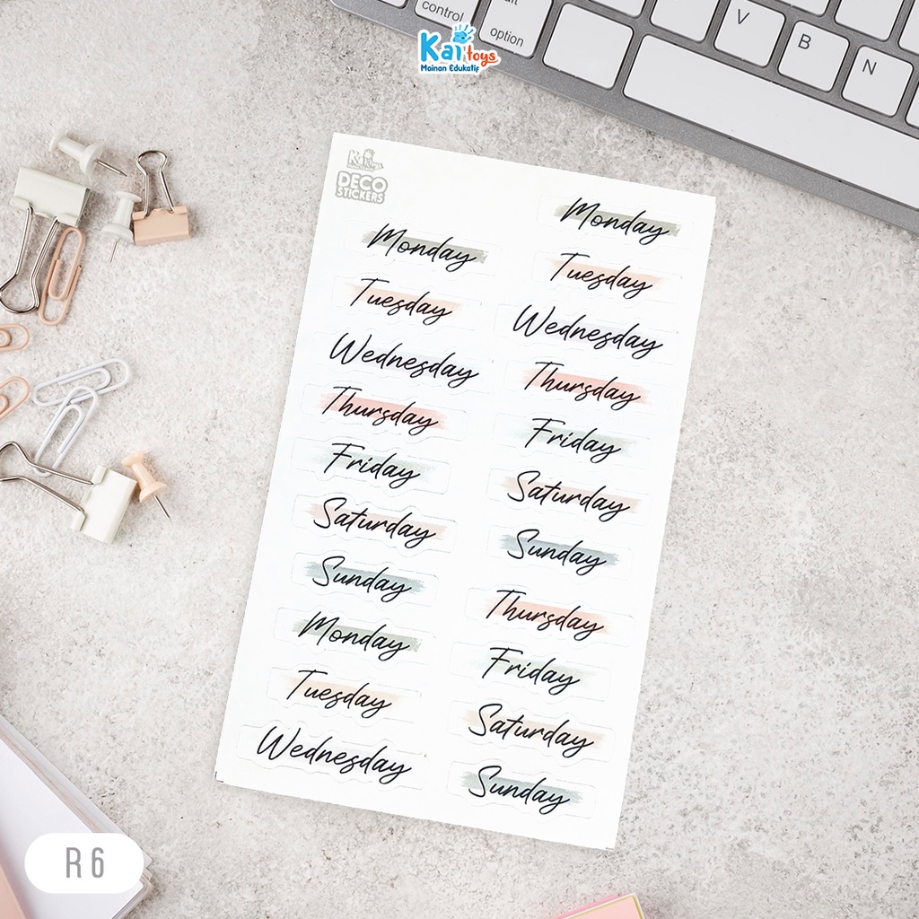 Jual Stiker Aesthetic / Sticker Deco Jurnal / Stiker Hari Bulan ...