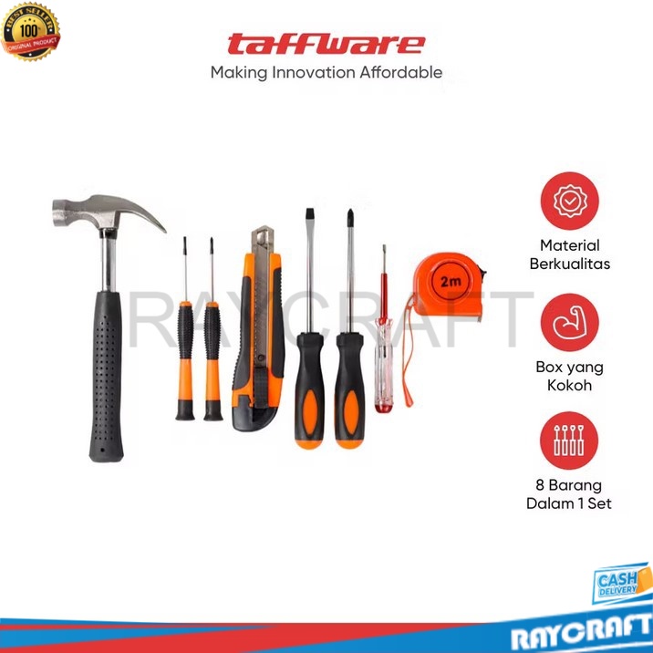 Jual Taffware Alat Set Perkakas Palu Obeng Cutter Meteran 8 in 1 - No ...