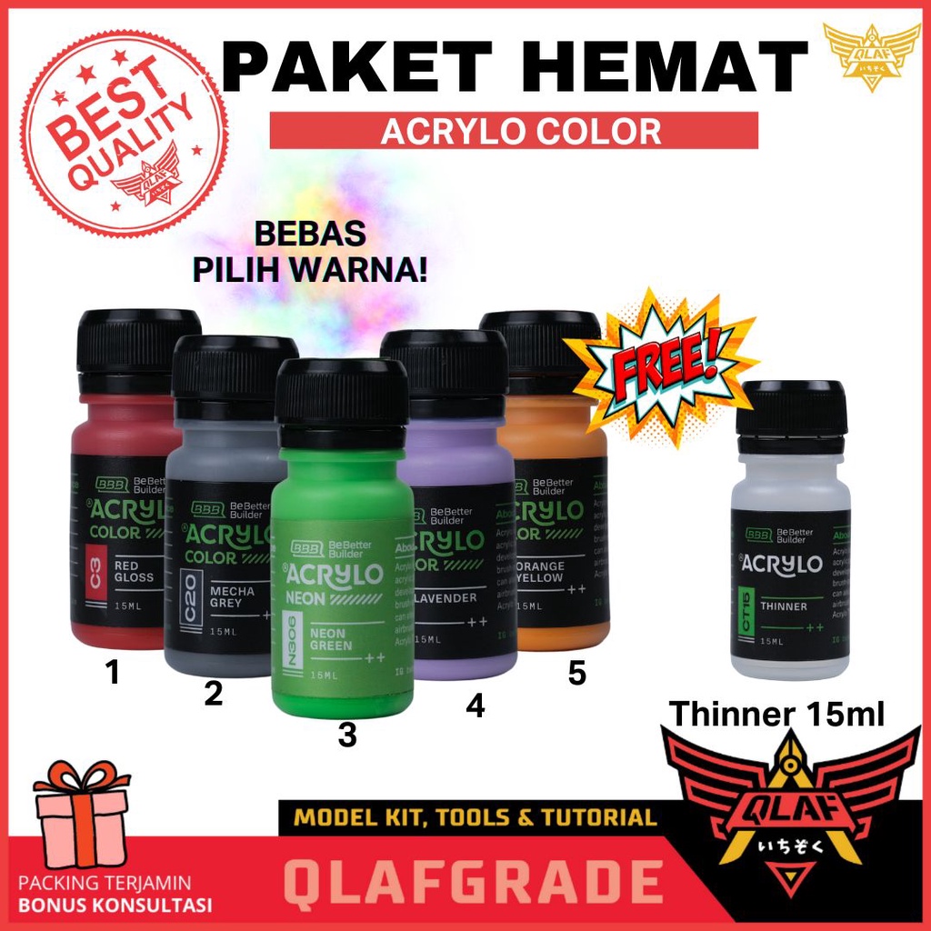 Jual Paket Hemat Acrylo Beli 5 gratis free thinner - acrylo color ...