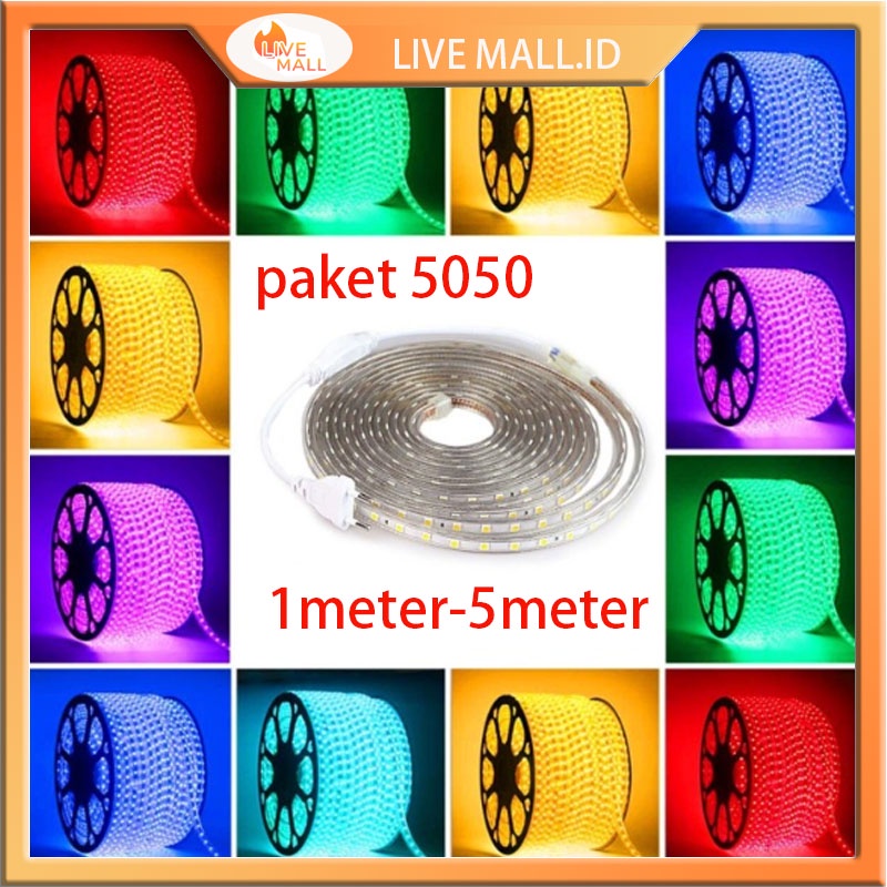 Jual PAKET Lampu Led Strip Selang 5050 5m 8m 10 meter (lampu strip+ ...