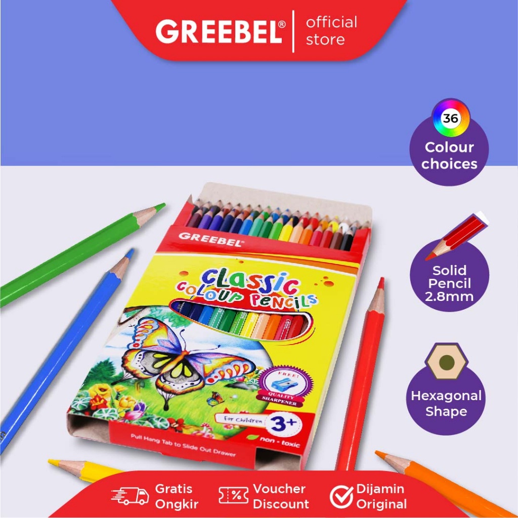 Jual GREEBEL Pensil Warna 7036 CLASSIC ISI 36 Warna /Coloring/Color ...