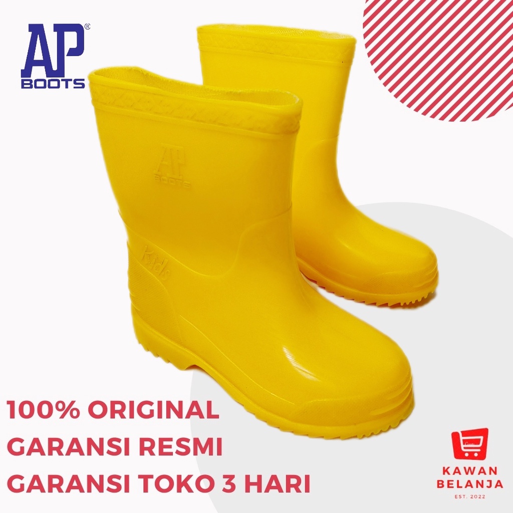 Jual Sepatu Boots Anak AP Kids Karet Murni Anti Air Kuning Biru Pink ...