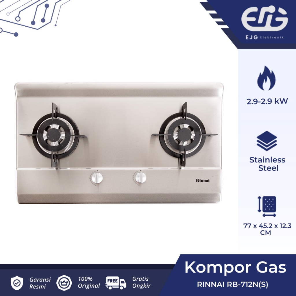 Jual Kompor Tanam 2 Tungku Stainless Rinnai RB 712NS 712 NS RB712NS ...