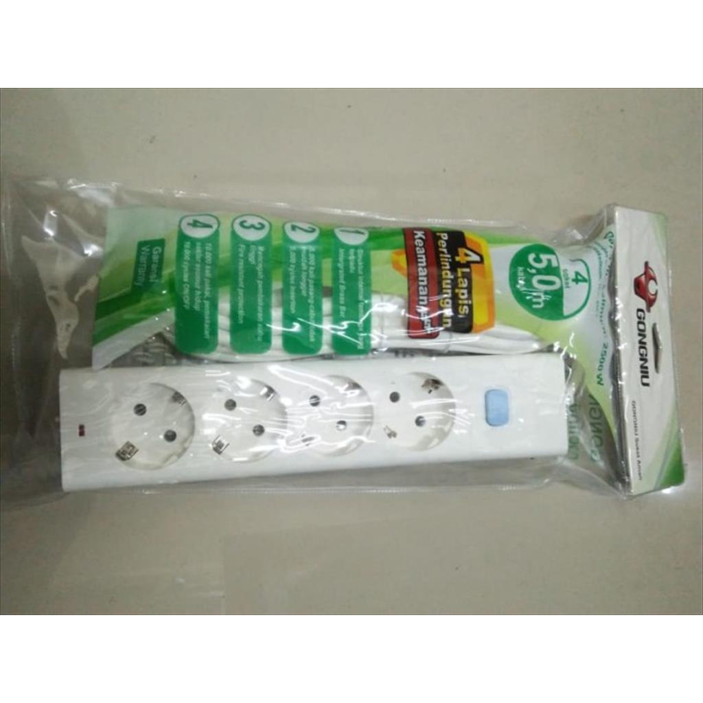 Jual KEN Sukses - Stop kontak GONGNIU uticonn 4 lubang stop kontak 1 switch 5 M 5M | Shopee ...