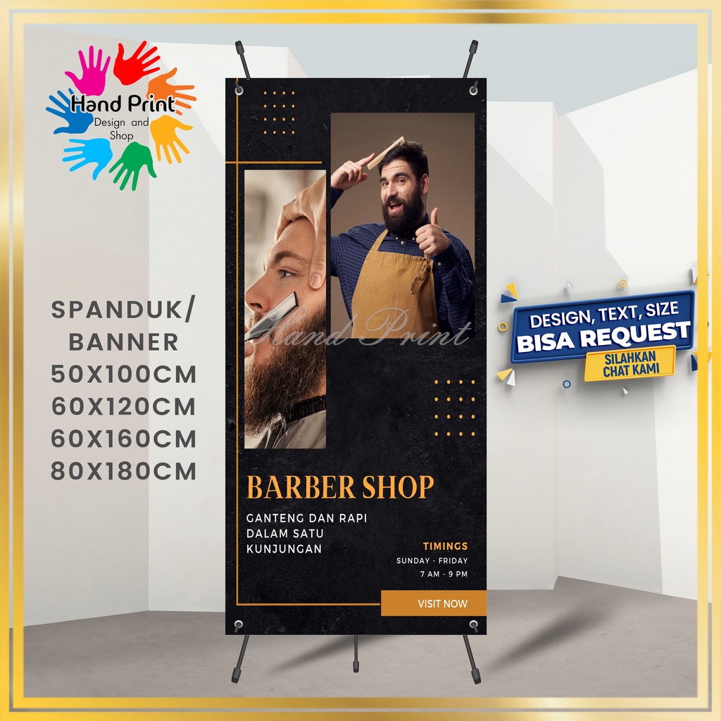 Jual SPANDUK / BANNER / MMT Barbershop Pangkas Rambut Hair Studio Mural ...
