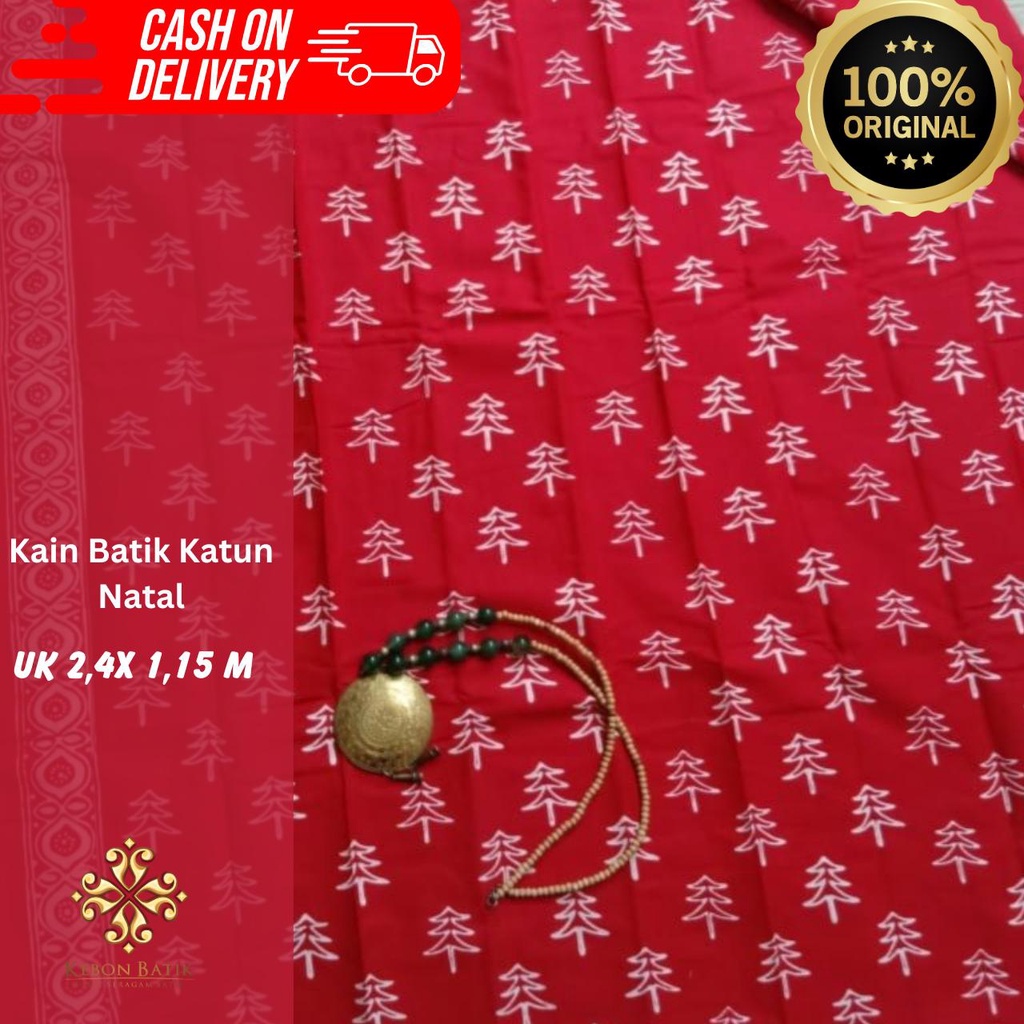 Jual Kain batik Cap Solo series Natal motif Pohon natal bahan katun ...