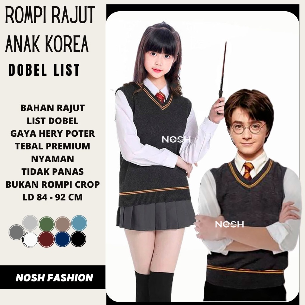Jual Rompi Anak Sekolah List Dobel Model Hery Potter / Vest Unisex ...