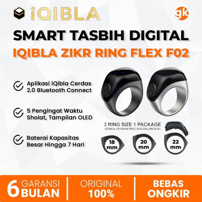 Jual IQIBLA Zikr Ring Flex F02 Smart Tasbih Digital Alluminium Alloy 3 Size Compatible Tasbeeh ...