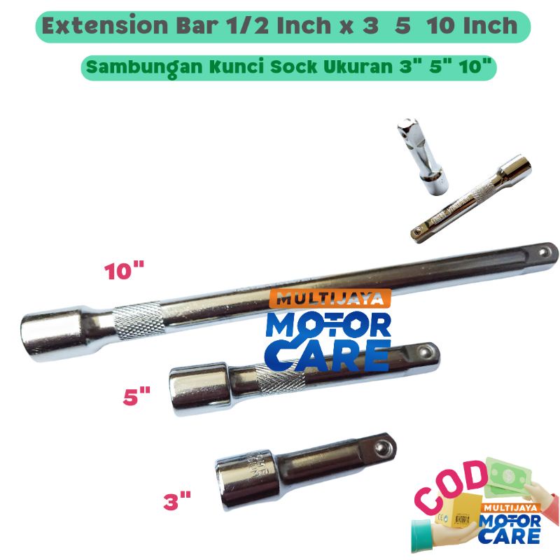 Jual AMTECH Extension Bar 1/2 Inch x 3" 5" 10" - Sambungan Kunci Sok Chrome Vanadium | Shopee ...