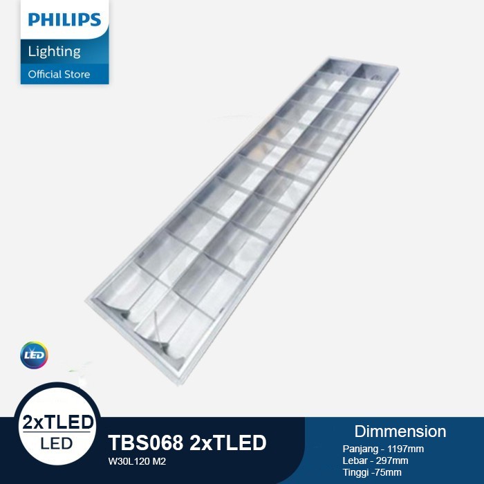 Jual PHILIPS TBS068 2 x TLED W30 L120 recessed - Housing TL LED 120cm ...