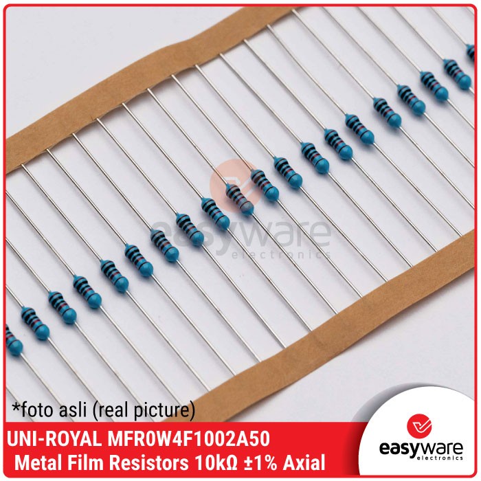 Jual Resistor 10K 1/4W 1% Metal Film Resistor Kaki Tebal 10K Ohm UNI ...