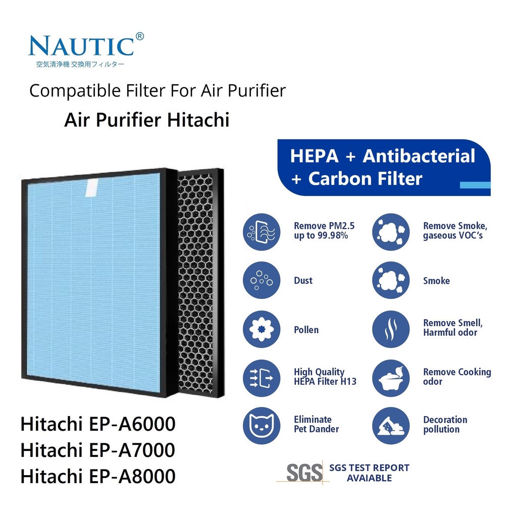Jual NAUTIC - Filter Hitachi EP-A6000 EPA7000 EP A8000 HEPA + DEO ...