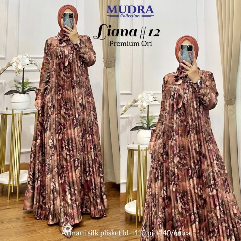 Jual Liana#12 dress plisket motif bunga by mudra er elrumi | Shopee ...