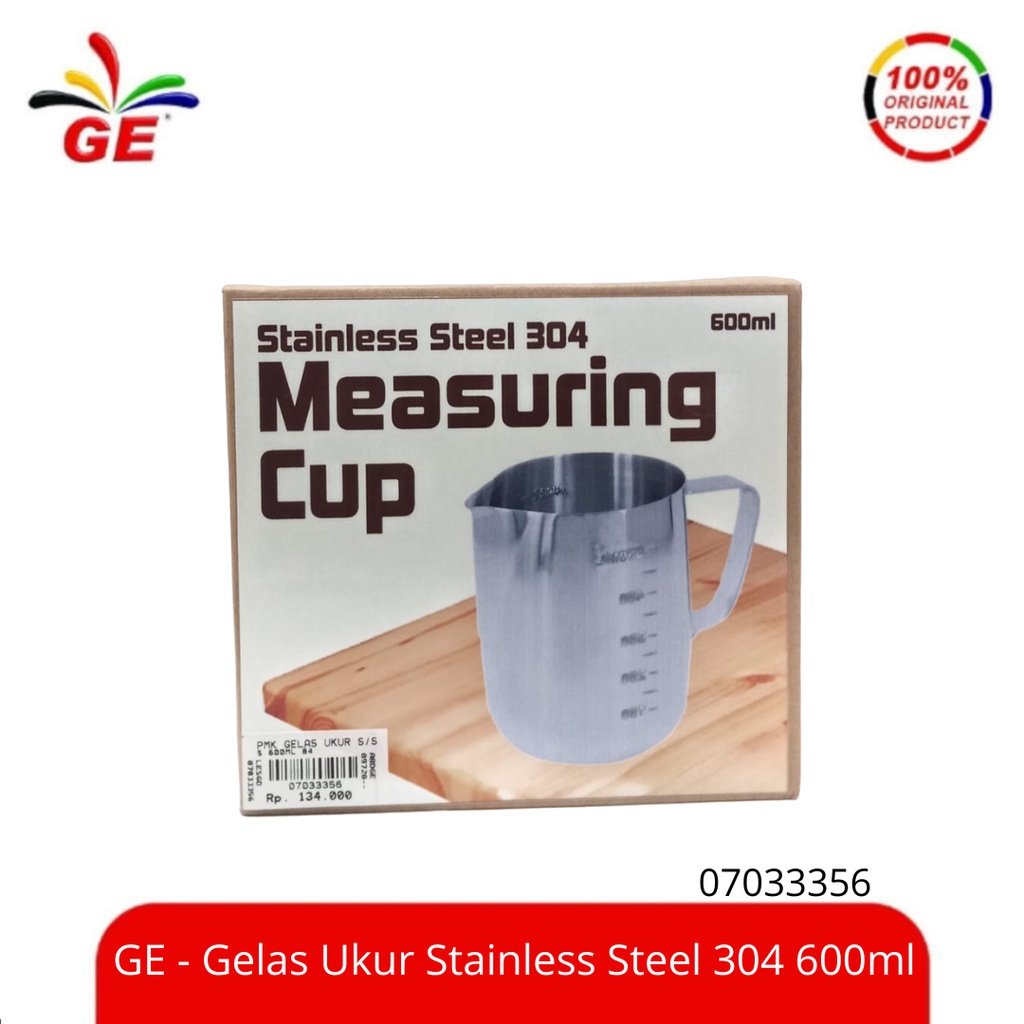 Jual GE Gelas Ukur Measuring Cup Stainless Steel 304 600ml - 07033356 | Shopee Indonesia