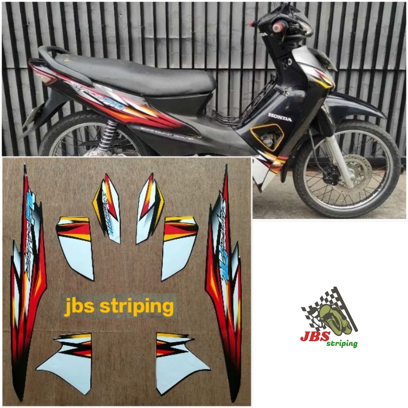 Jual stiker supra fit Striping Honda Supra Fit hitam Lis merah tahun ...
