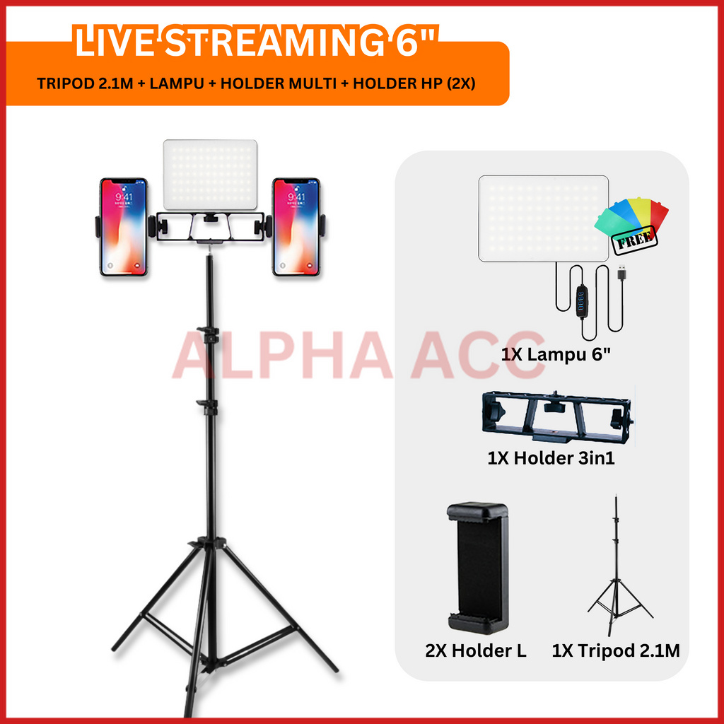 Jual [PAKET] TRIPOD LAMPU RGB FOTOGRAFI LIVE STREAMING MUA HOLDER 3 IN ...