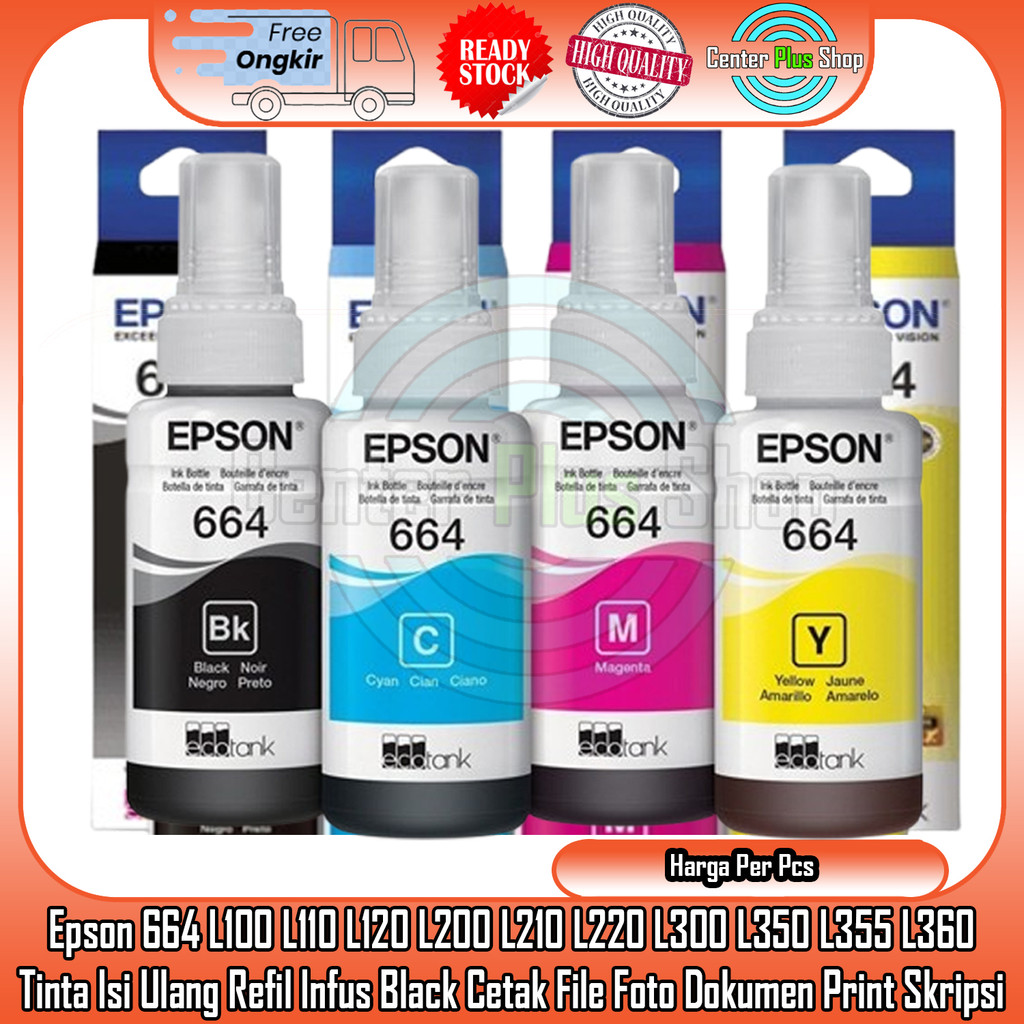 Jual Epson 1 Set Tinta Ori Original Print 664 65 Ml Mili L100 L110 L120 ...