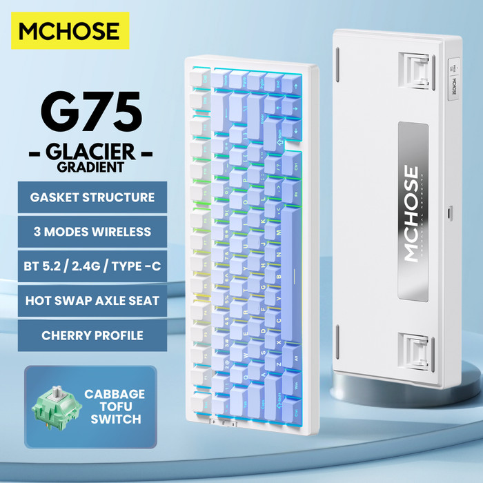 Jual MCHOSE G75 PRO Mechanical Keyboard Glacier Gradient| Cabbage Tofu ...