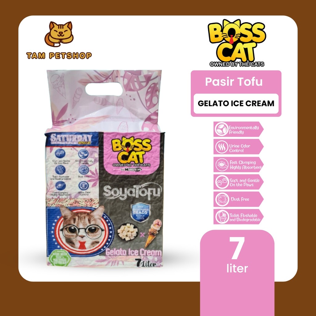 Jual Boss Cat Tofu Soya Pasir Kucing Gumpal Cat Litter GELATO ICE CREAM ...