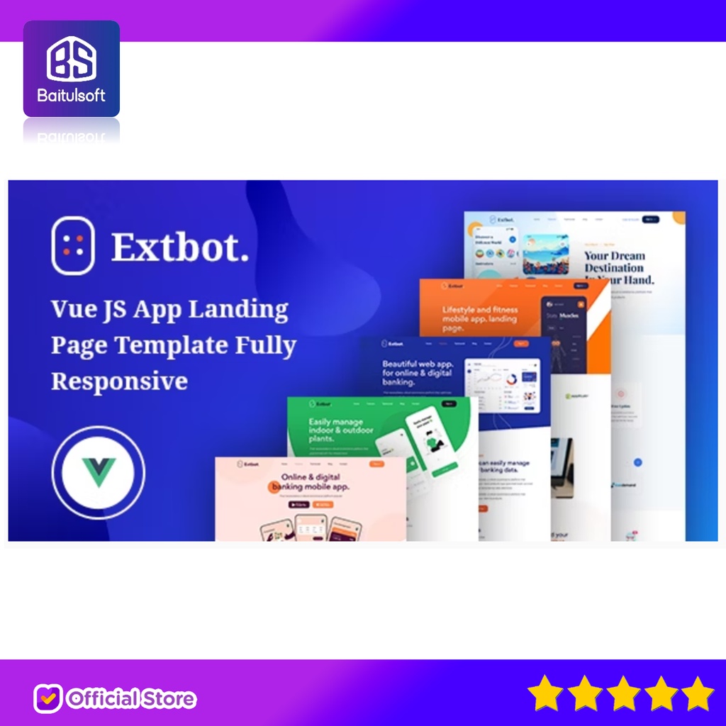 Jual Extbot Vue Js App Landing Page Template Fully Responsive 6114
