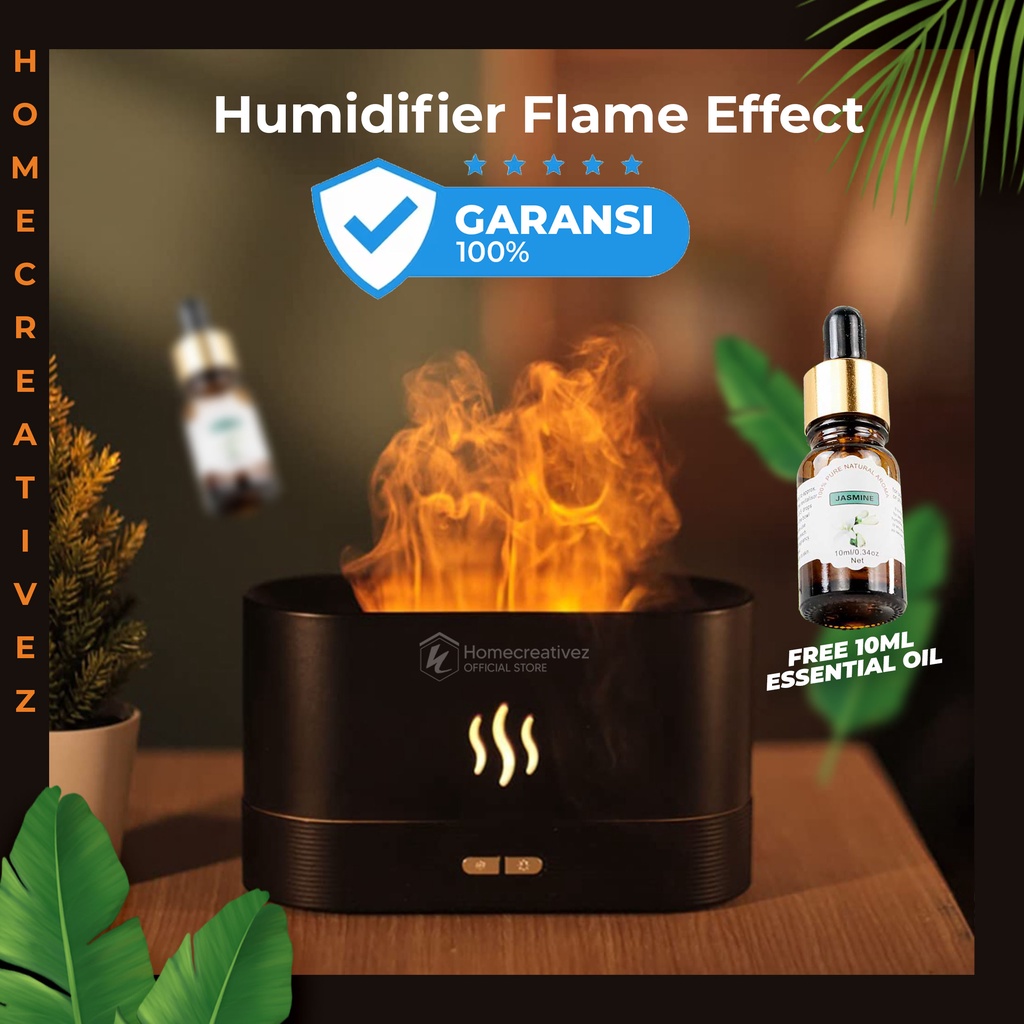 Jual Humidifier Unik Flame Effect Diffuser Lampu Tidur Efek Api 180 ml ...
