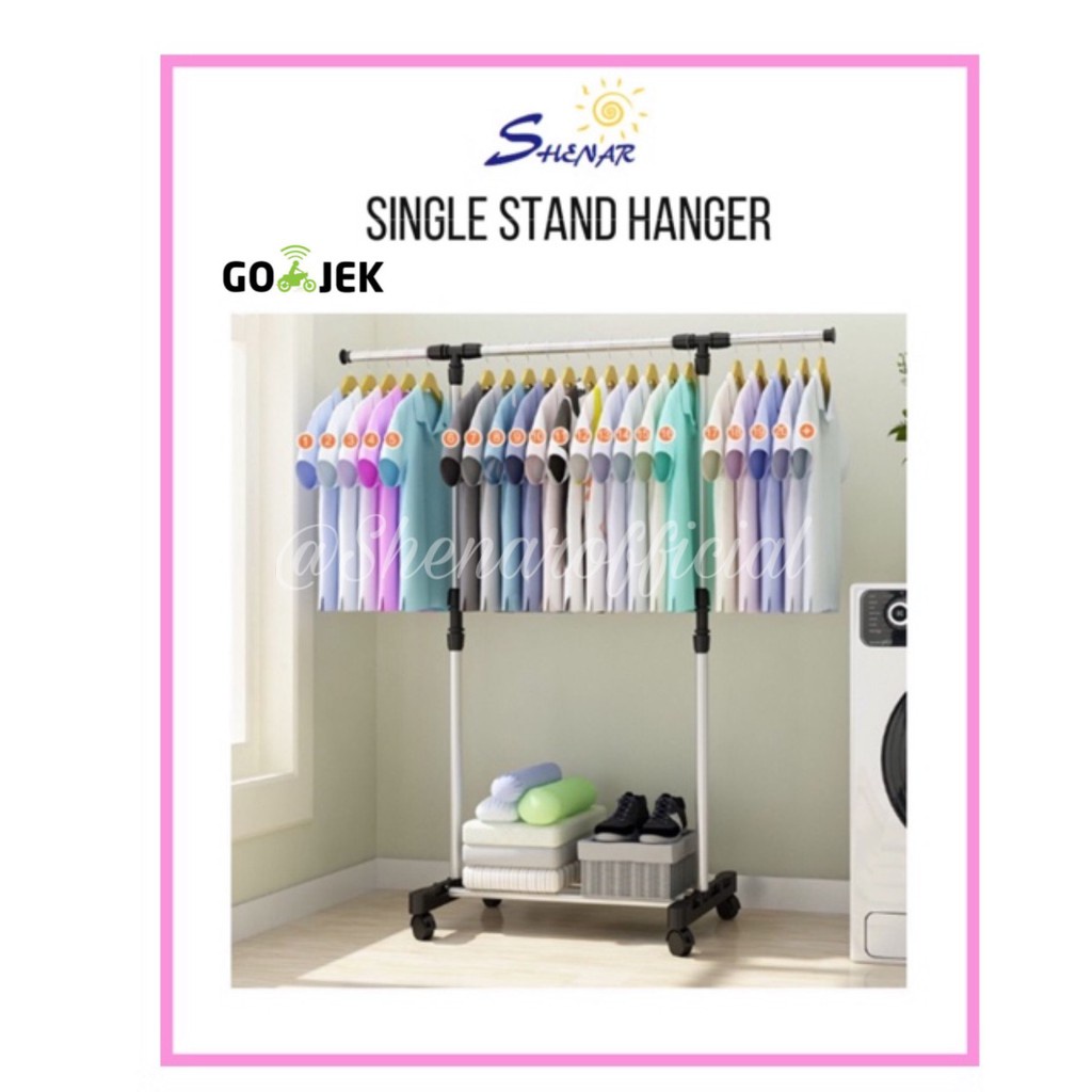 Jual SINGLE STAND HANGER GANTUNGAN BAJU RAK GANTUNGAN SERBAGUNA 4 RODA ...
