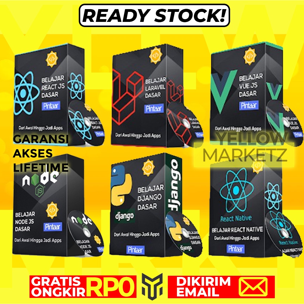 Jual Bundling Video Belajar Pemrograman 6 In 1 React Js Laravel Vue Js Node Js Django