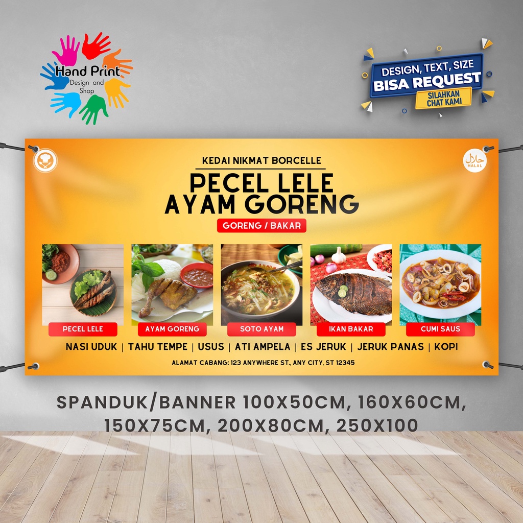 Jual Spanduk / Banner Pecel Lele Ayam Goreng Warung Makanan Restoran ...