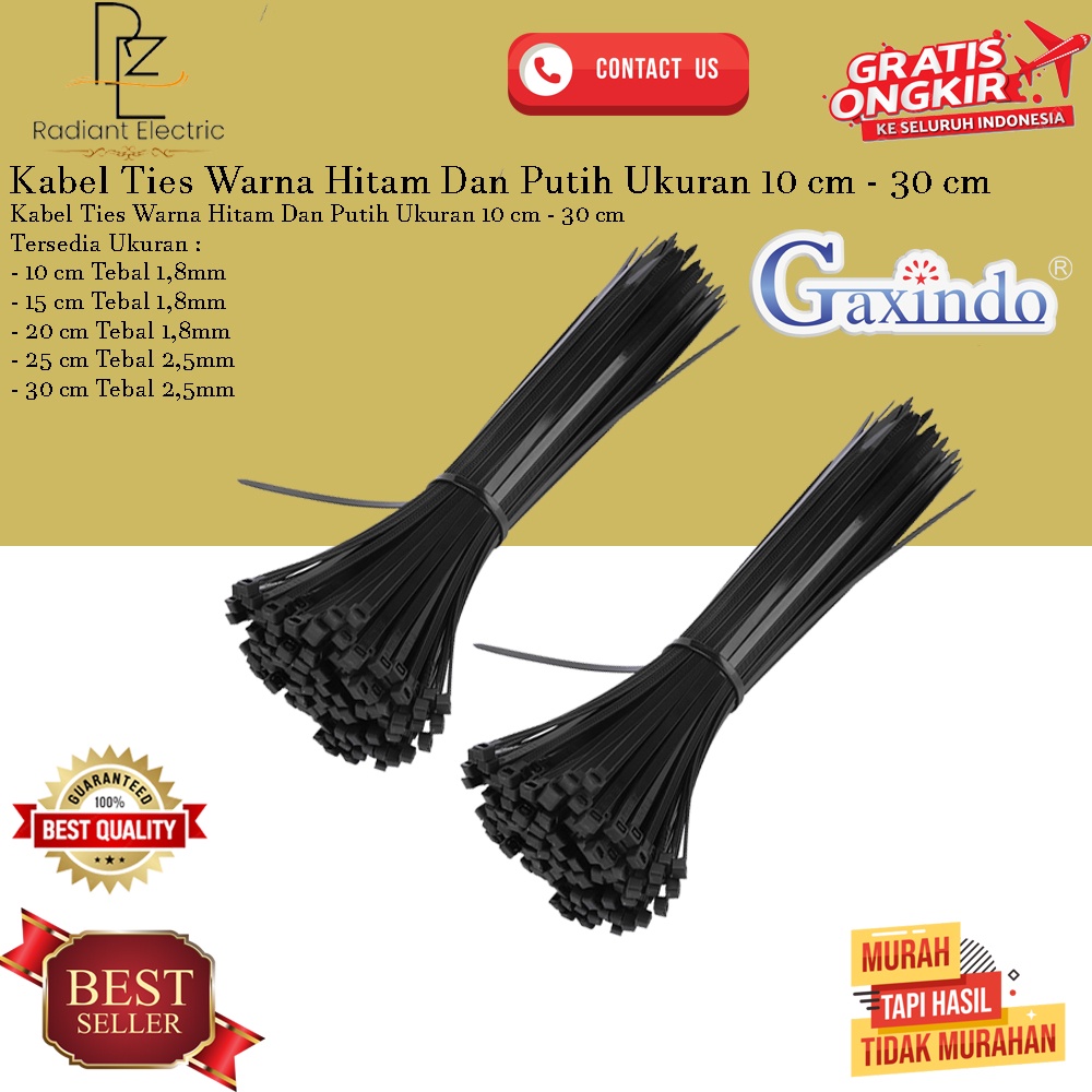Jual Kabel Ties Warna Hitam Dan Putih Ukuran 10 cm - 30 cm Gaxindo ...