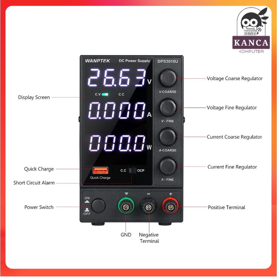 Jual WANPTEK Adjustable Power Supply DC Regulated Digital Voltage 30 V ...