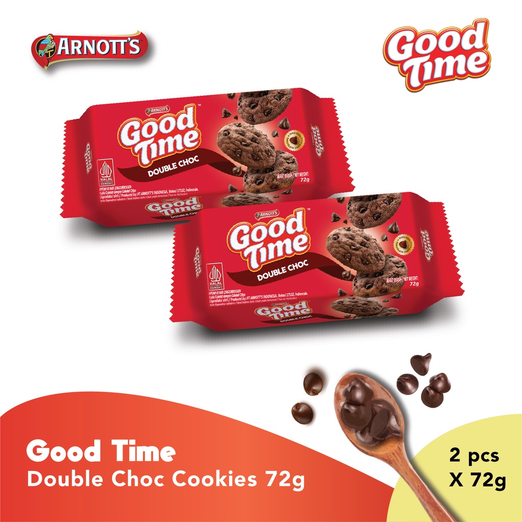 Jual Good Time Double Choc Chocochips Cookies 72gr x2 | Shopee Indonesia