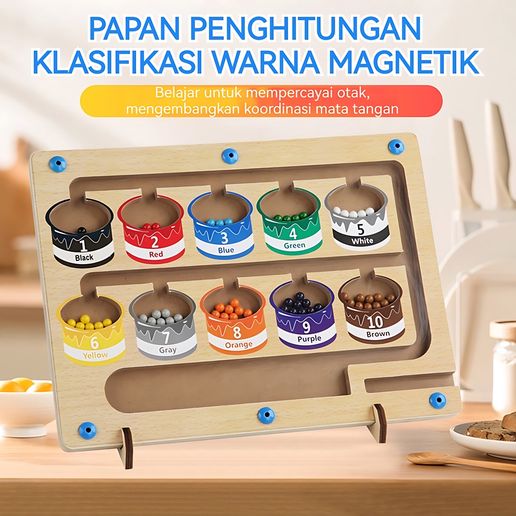 Jual Mainan Edukasi Papan Magnetik Berhitung Mensortir Warna Pena ...