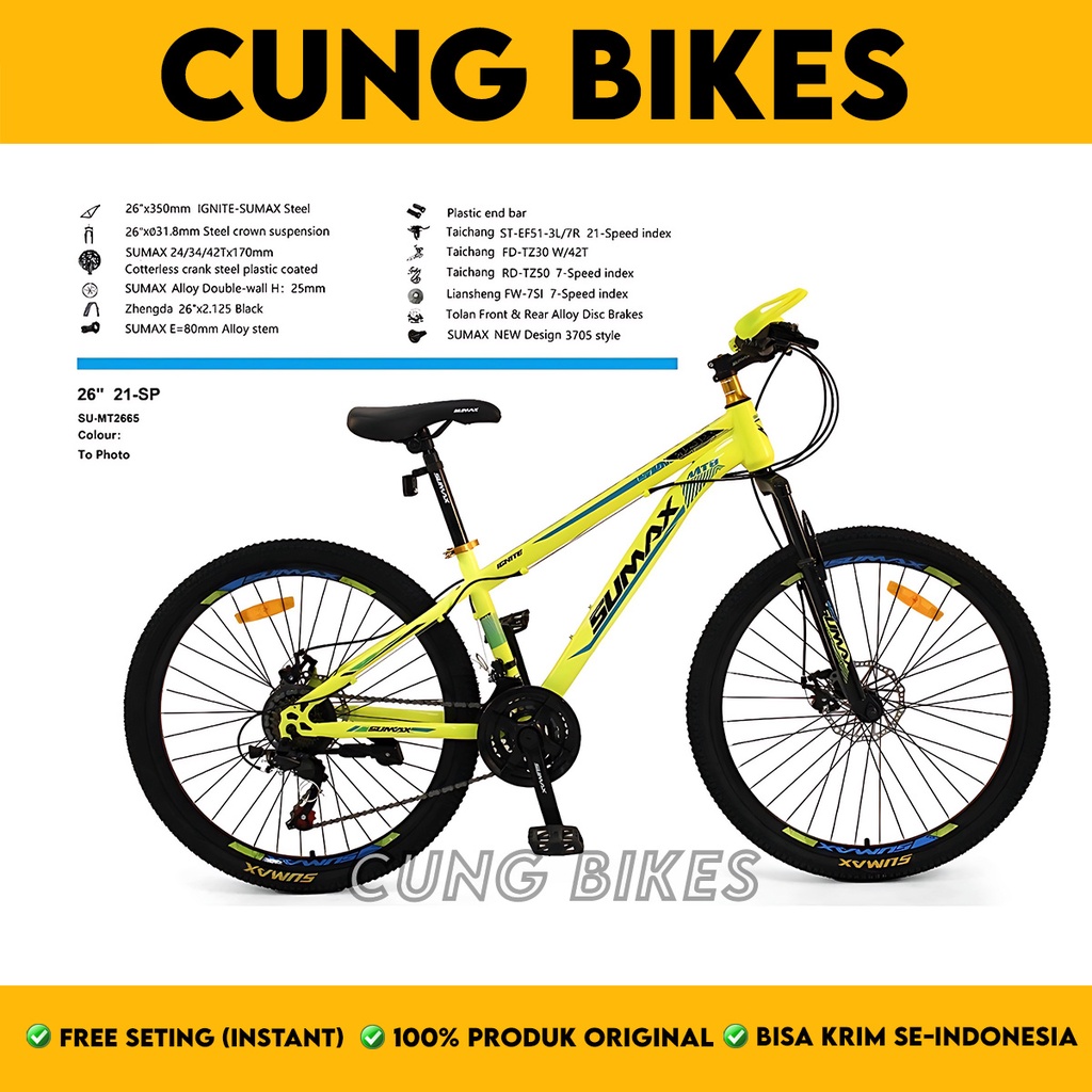 Jual Sepeda Gunung MTB 24 26 27.5 Inch Sumax 21 speed rem double ...
