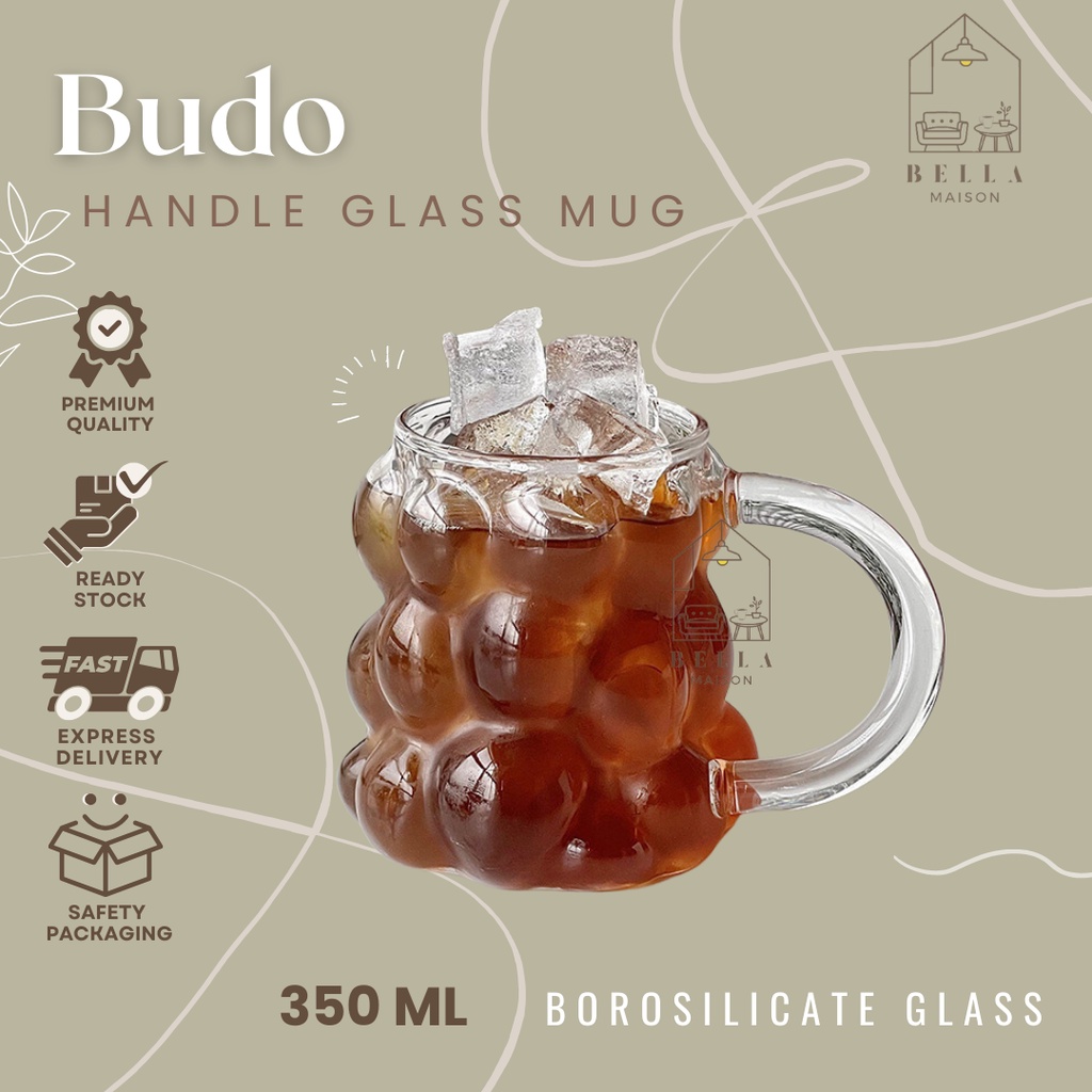 Jual Gelas Kaca Handle Bentuk Anggur Aesthetic BUDO Handle Glass Mug ...