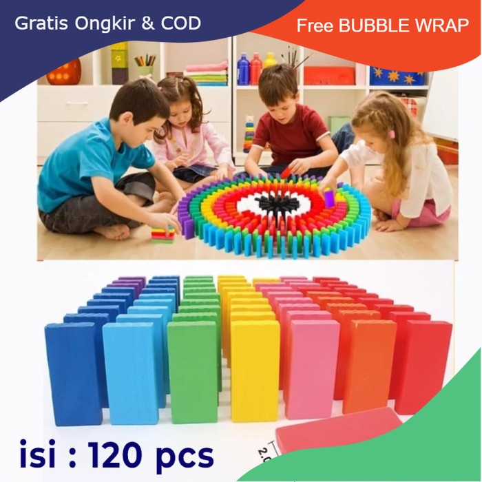 Jual Masa Kini Kado Mainan Anak Balok Kayu Susun Warna Puzzle Domino ...