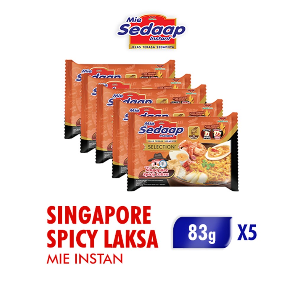 Jual Sedaap Mie Instan Singapore Spicy Laksa Bag 83 gr x5 | Shopee ...