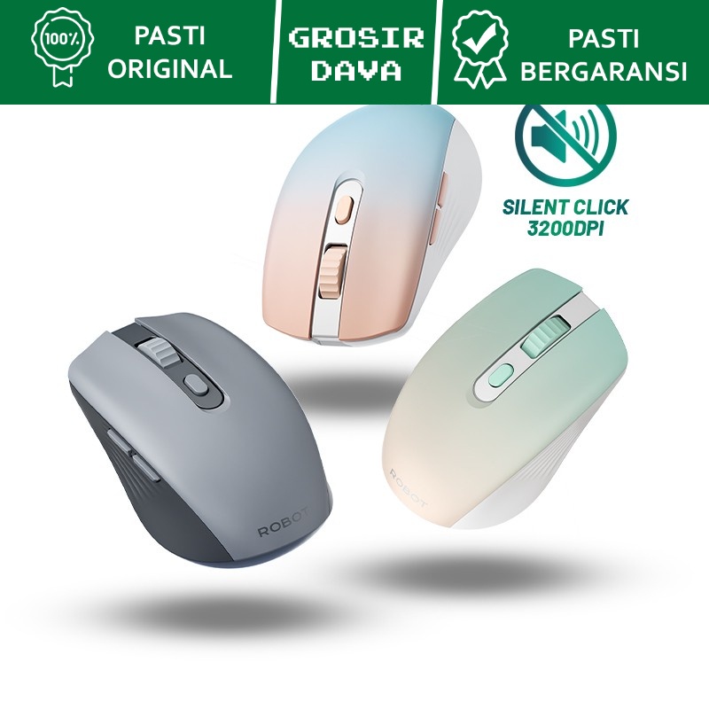 Jual ROBOT M370 Mouse Wireless 2.4GHz Silent Klik Optical 3200DPI ...