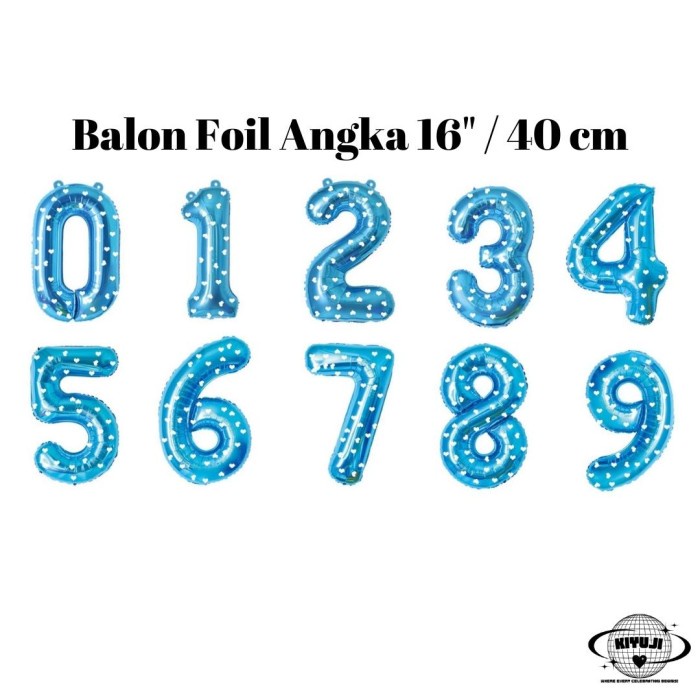 Jual Kiyuji Balon Foil Angka 16 Inci 40cm Warna Biru Angka 0-9 | Shopee ...
