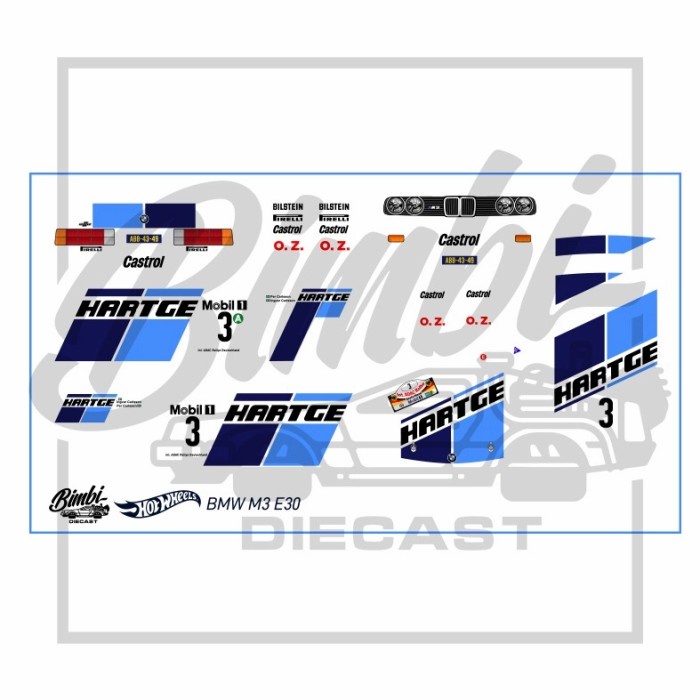 Jual Decal Scala 64 Stiker HW BMW M3 E30 Hartge Customan Diecast ...