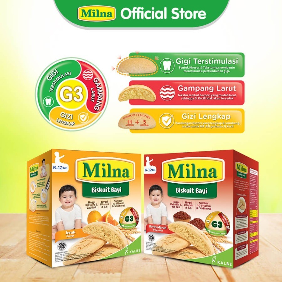 Jual Milna Biskuit Bayi Apel Jeruk,Pisang,Beras Merah,Kacang HIjau ...