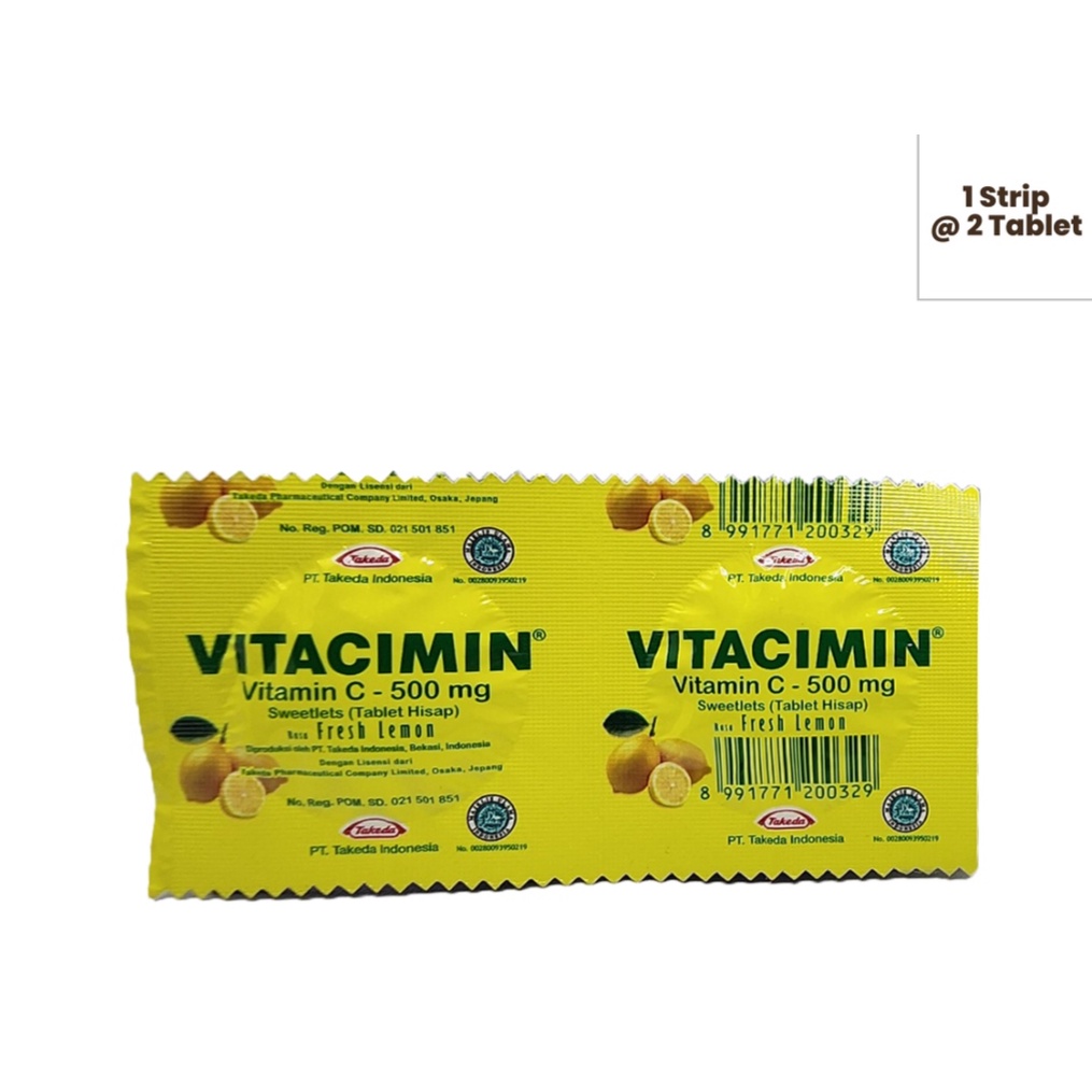 Jual TABLET HISAP VITACIMIN VITAMIN C 500MG RASA FRESH LEMON (KUNING ...