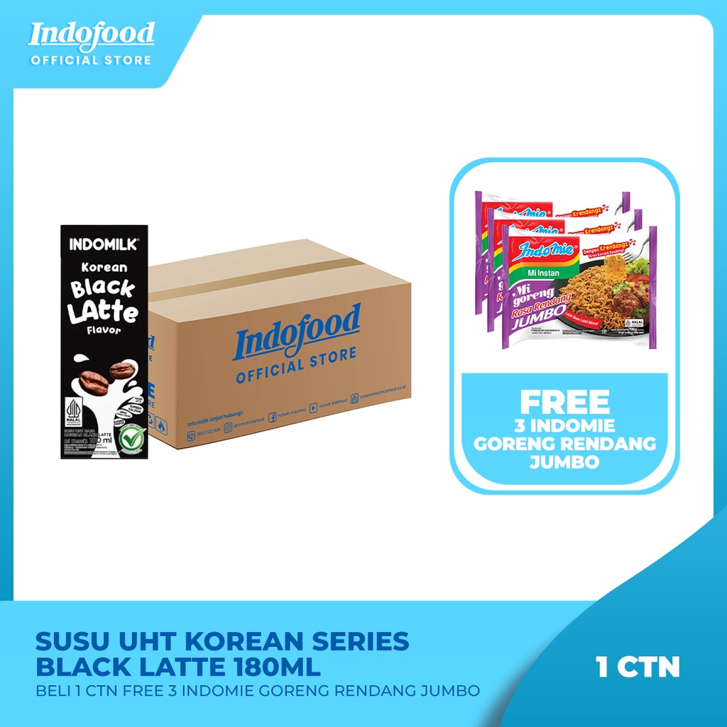Jual 1 ctn - Indomilk UHT Black Latte 180mL Free 3 pcs Indomie Goreng ...