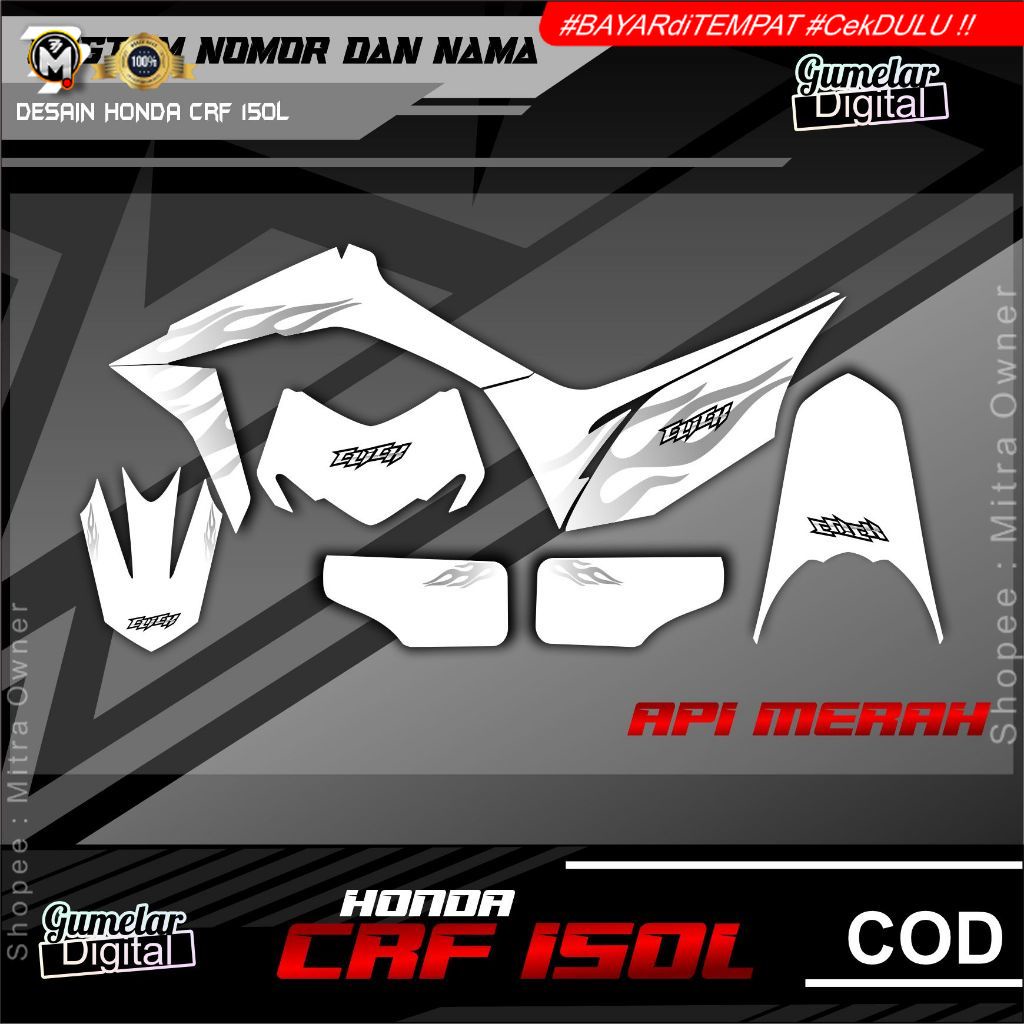 Jual STRIPPING SIMPEL HONDA CRF 15L API HOT WHEELS CUSTOM NAMA SUDAH DI ...