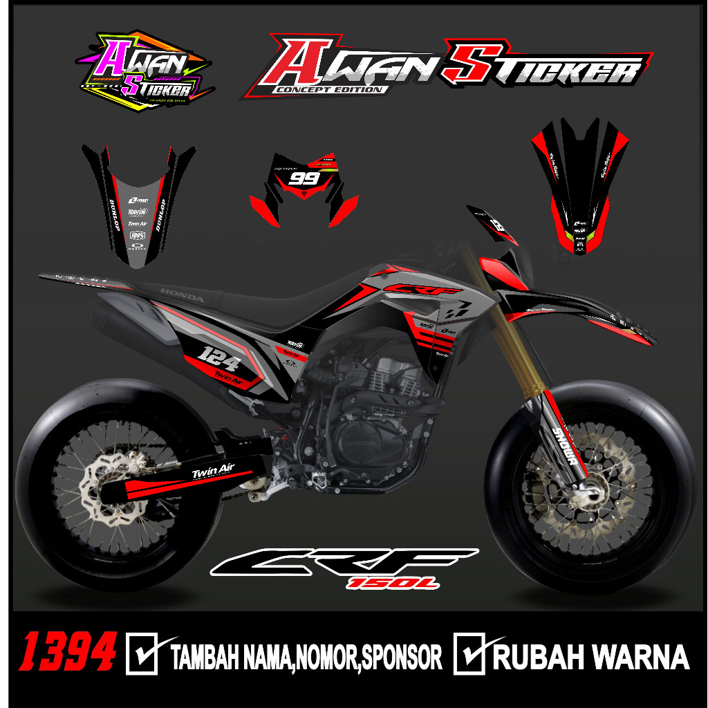 Jual Sticker Setiker Stiker decal CRF 150 L desain minimalis Fullbody Dekal CRF 150 L Trail ...